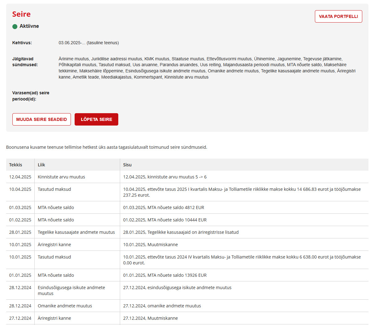 Seire kasutajad saavad nüüd valida, milliseid sündmuseid jälgivad - Creditinfo Eesti